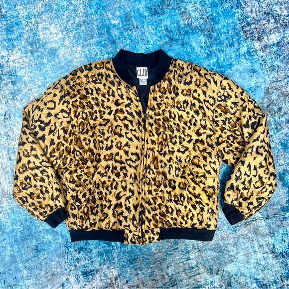 Clio | Jackets & Coats | Vtg Golden Leopard Print Bomber Jacket | Poshmark